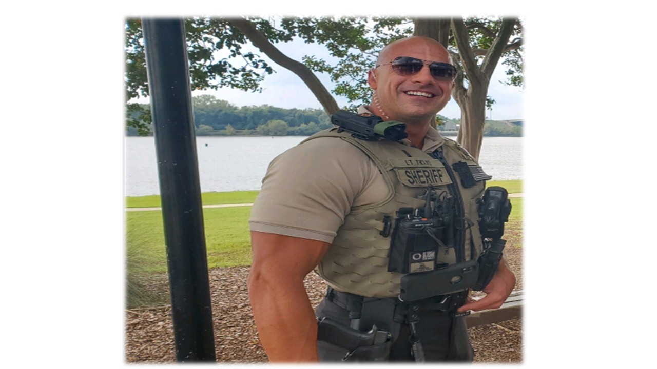 Rock aka Dwayne Johnson tagging his Lookalike Cop.